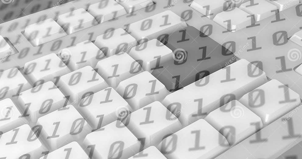 Image of Binary Coding Over Computer Keyboard on Grey Background Stock ...