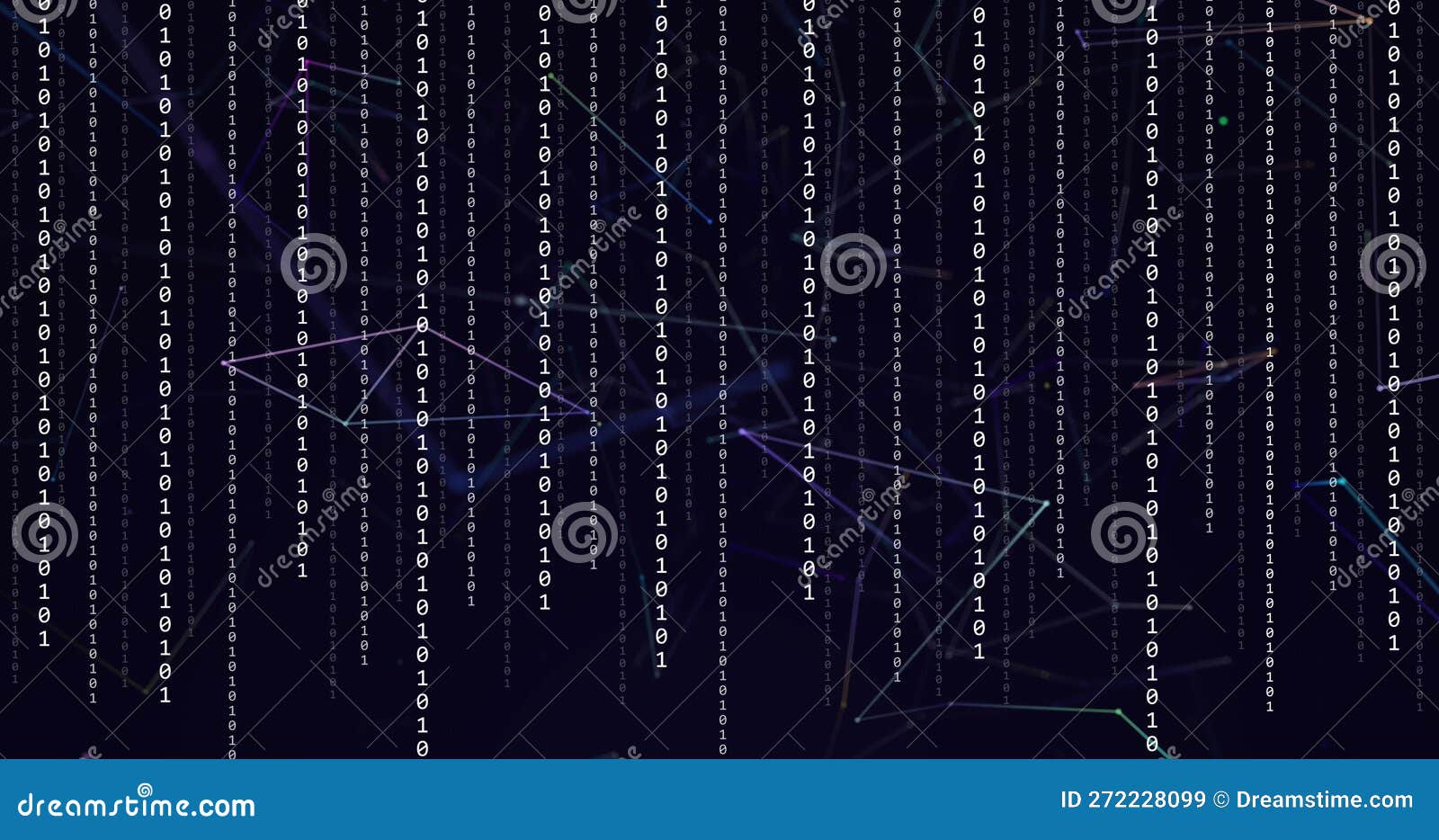 Image Of Binary Coding Over Network Of Connections Stock Illustration
