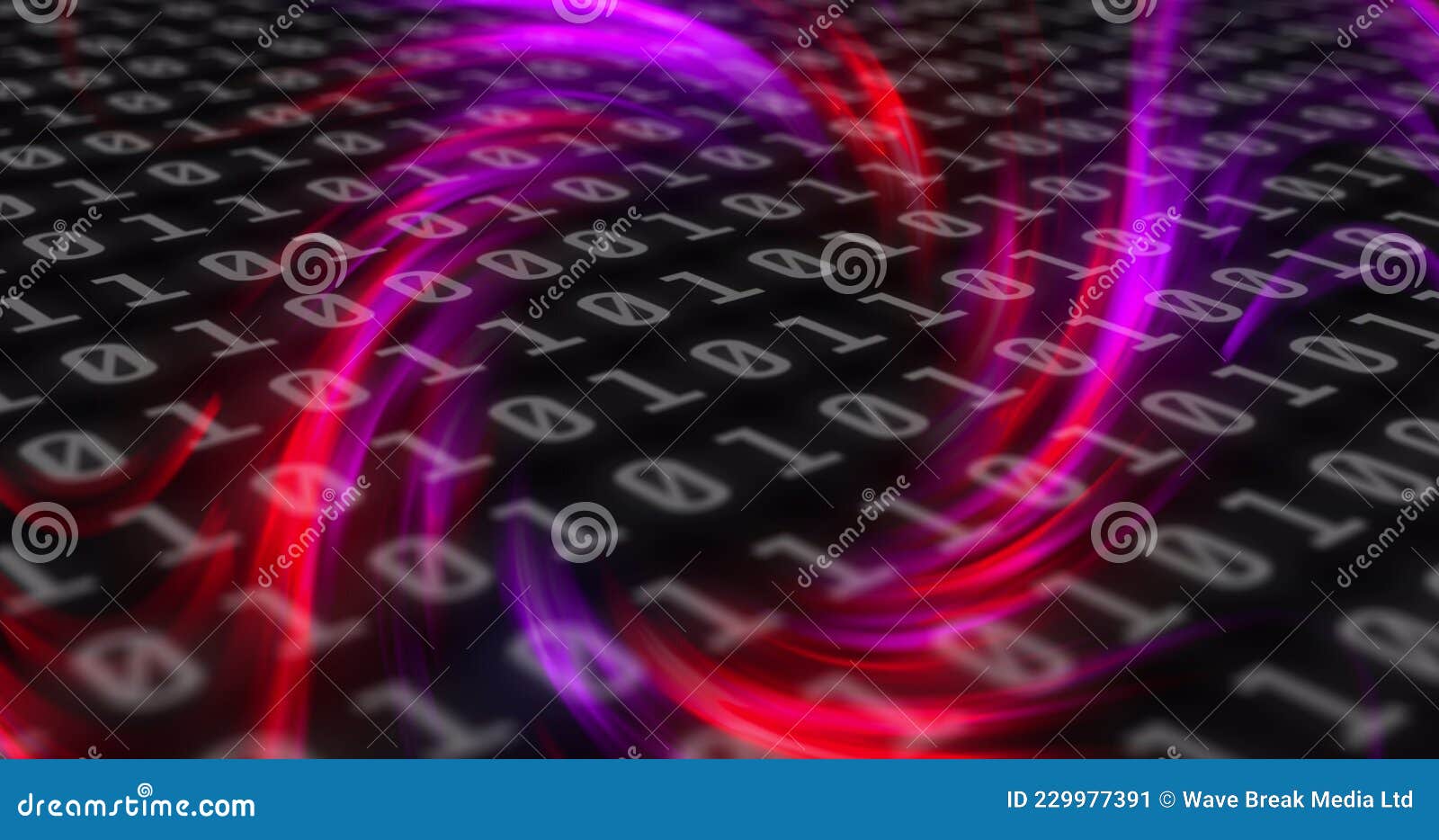 Image of Binary Coding Over Vibrant Colour Neon Light Trails Stock ...