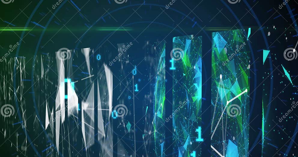 Image of Binary Coding and Shapes on Black Background Stock Illustration - Illustration of ...