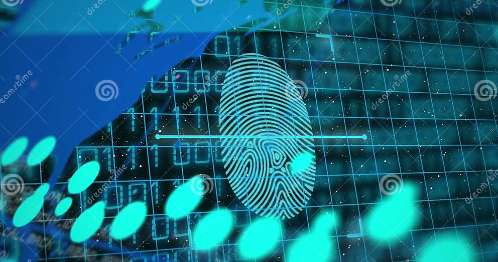 Image of Biometric Fingerprint, Binary Coding and Data Processing Over World Map Stock Photo ...