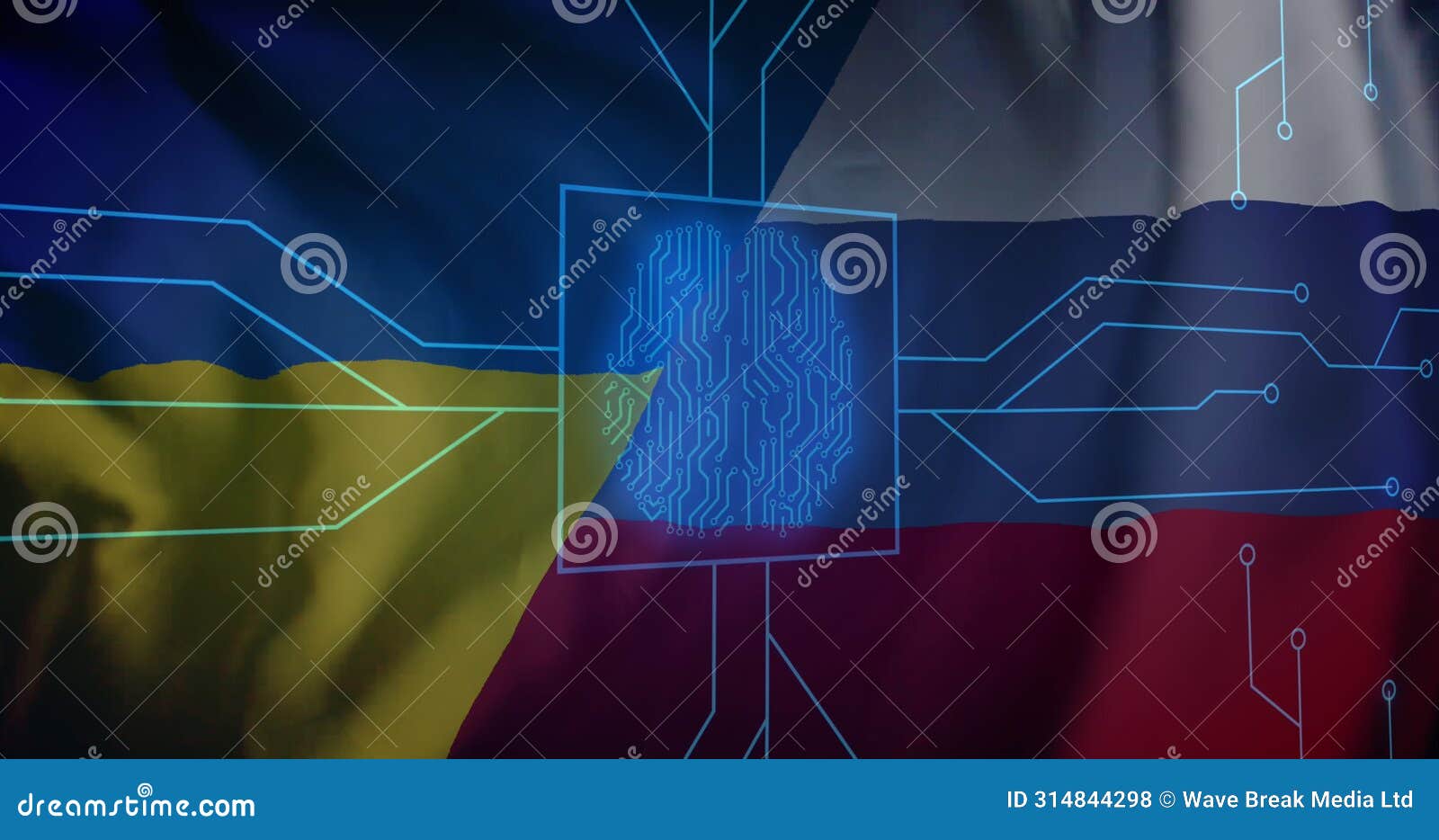 Image of Biometric Fingerprint Computer Circuit Board Over Flag of ...