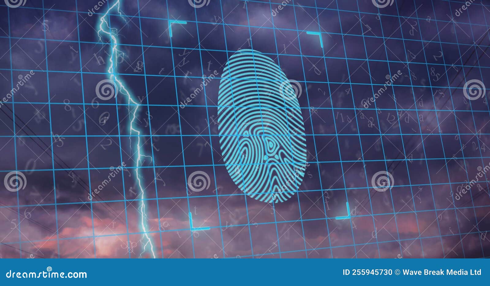 Image of Biometric Fingerprint Scanner Over Grid Network Against ...