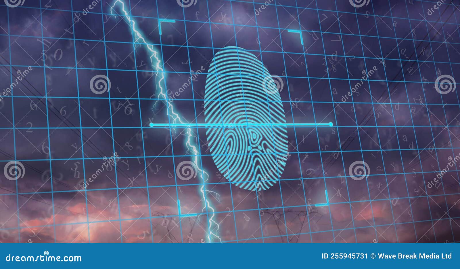 Image of Biometric Fingerprint Scanner Over Grid Network Against ...