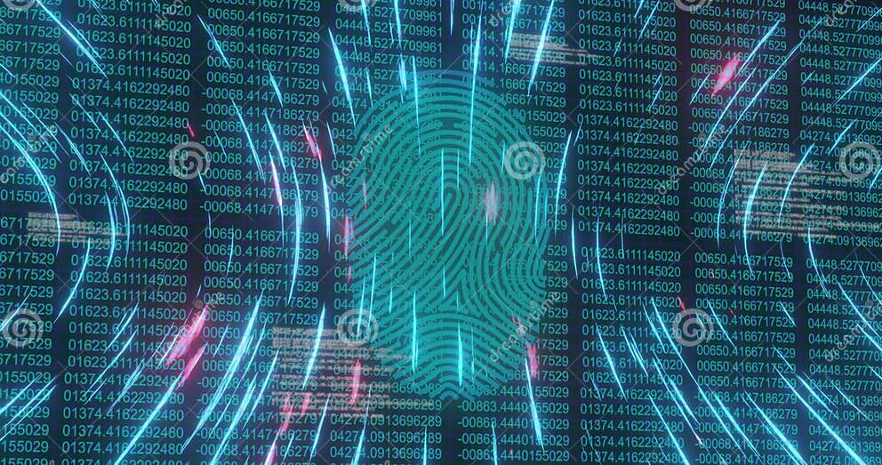 Image of Biometric Fingerprint Scanner and Spinning Light Trails ...