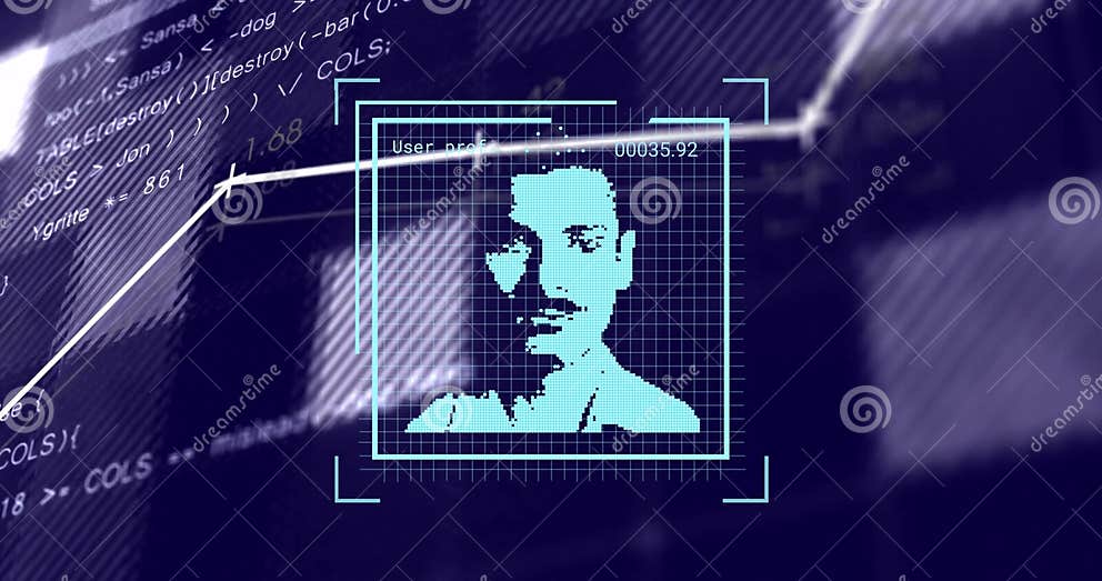 Image of Biometric Photo and Digital Data Processing Over Computer ...