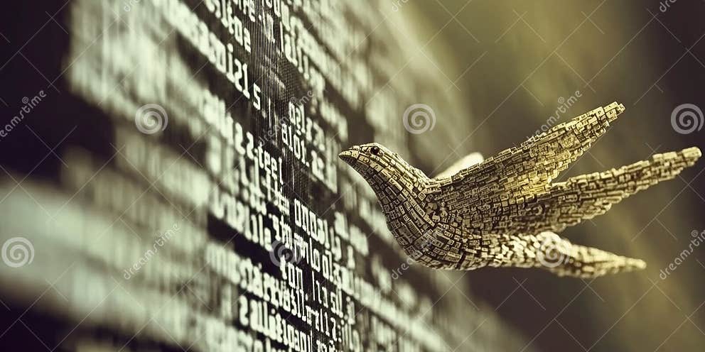 Image of a Bird-shaped Computer Code Flying in the Air Stock Image ...