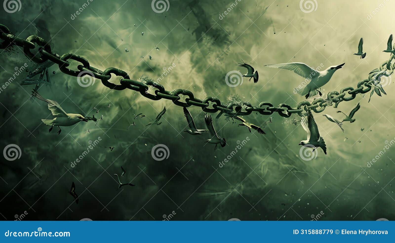 Image of Birds and Broken Chains, Representing Freedom, Overcoming ...