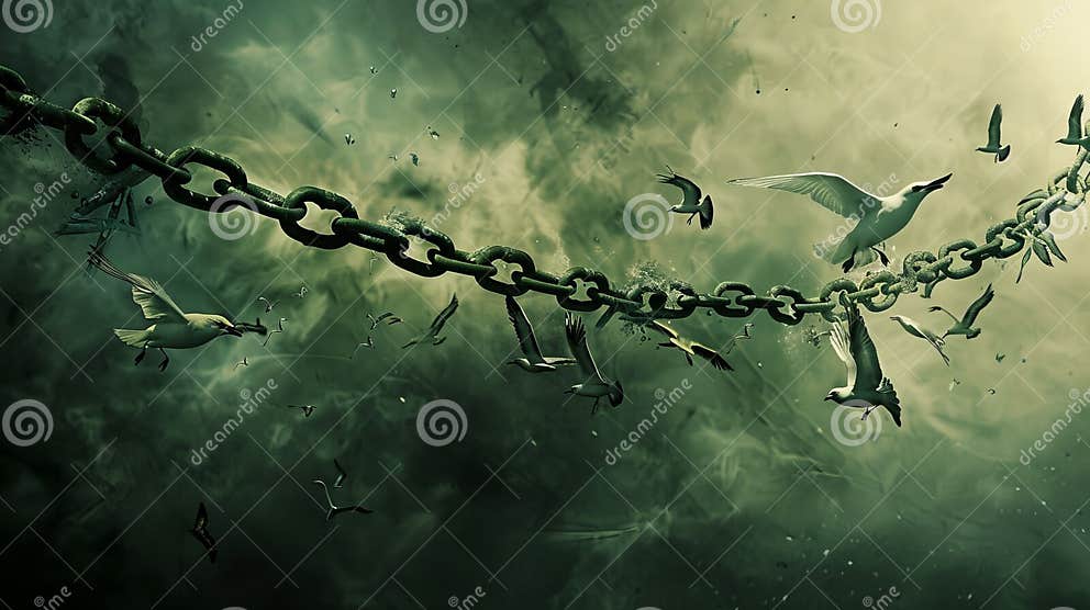 Image of Birds and Broken Chains, Representing Freedom, Overcoming ...