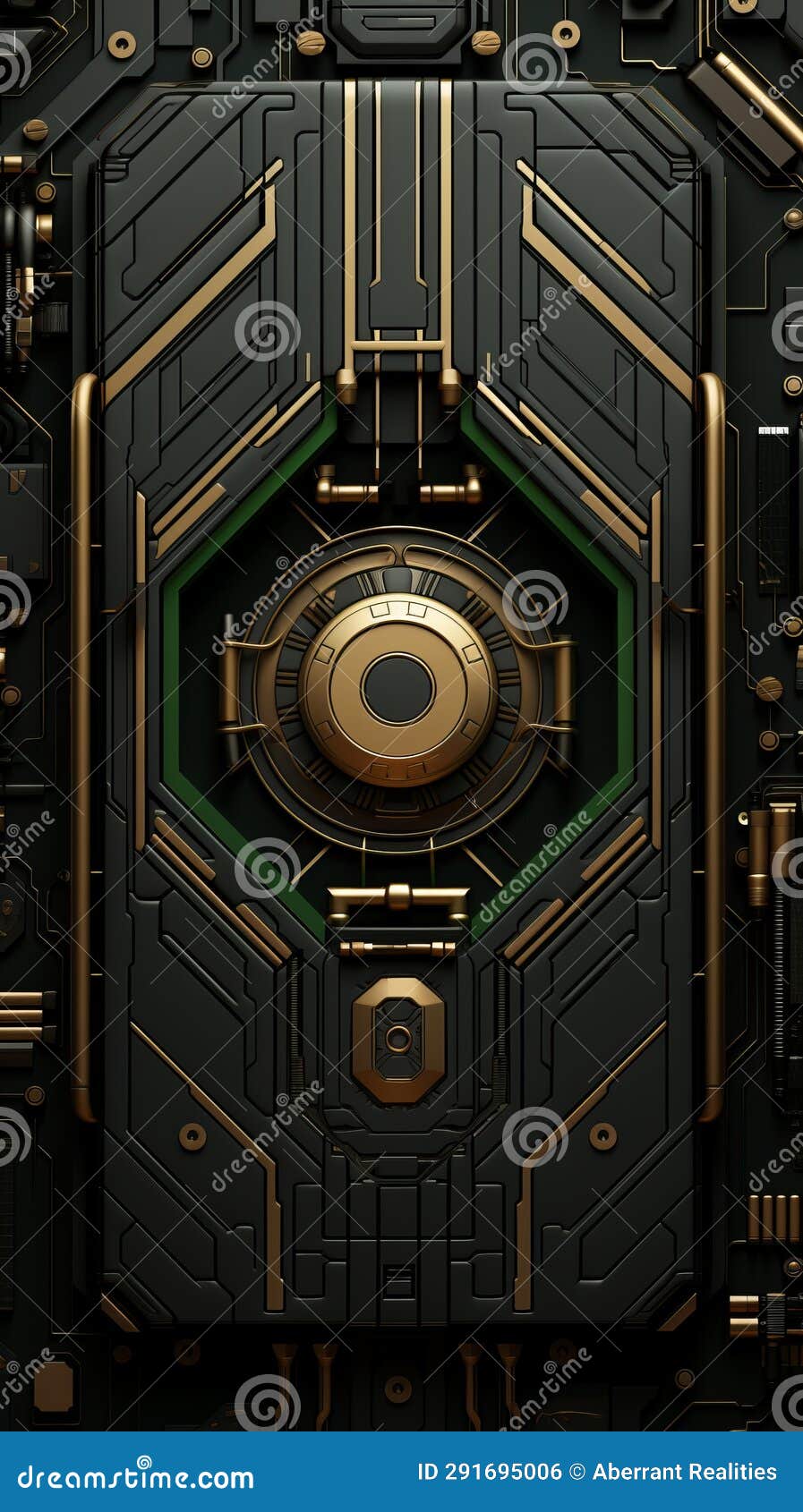 An Image Of A Black And Gold Computer Motherboard Stock Photography ...