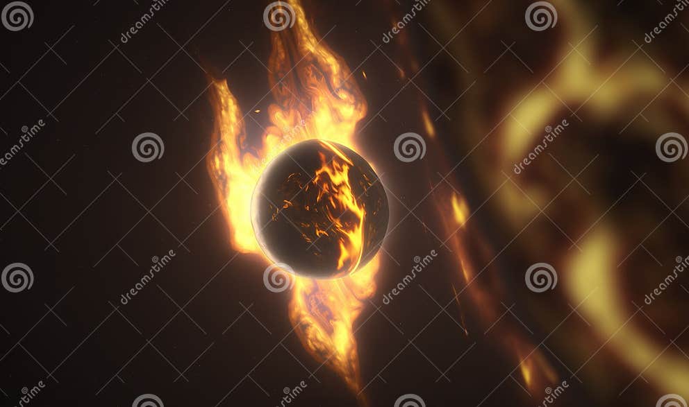 An Image of a Black Hole in the Sky with Fire Stock Illustration ...