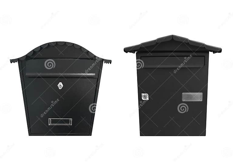 Black Mailboxes Isolated on White Background Stock Image - Image of ...