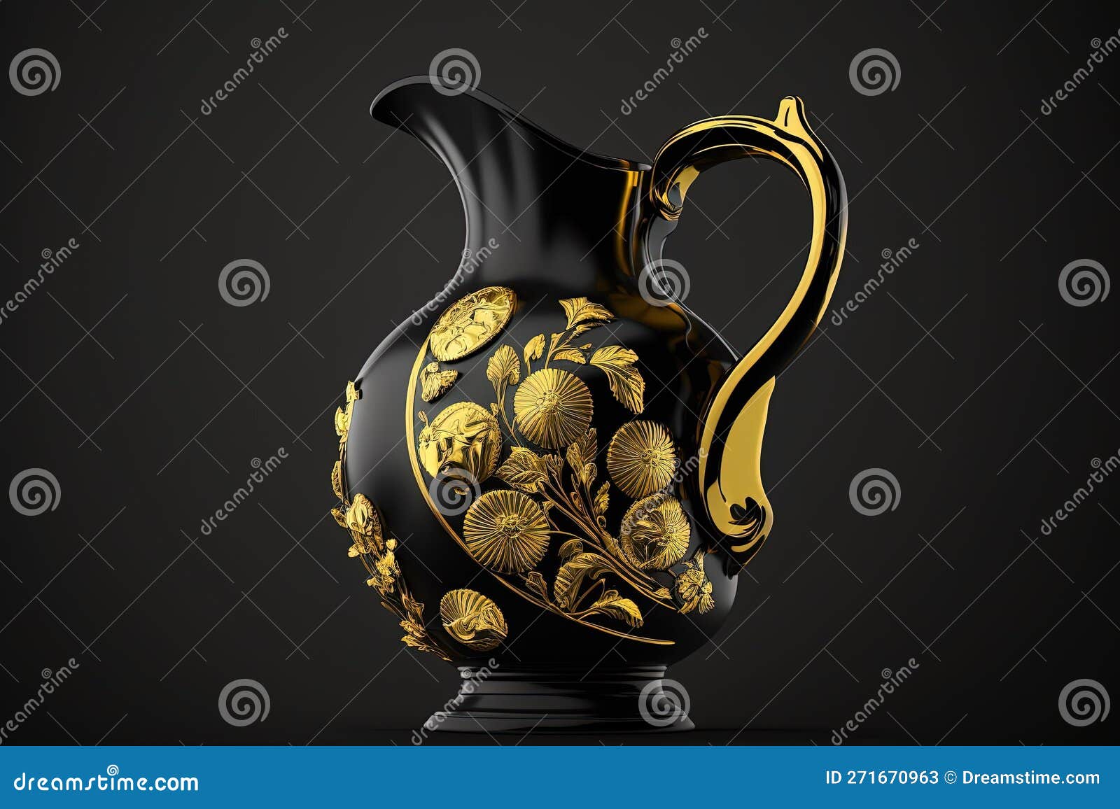 Image of a Black Pitcher Brimming with Gold Coins Stock Illustration ...