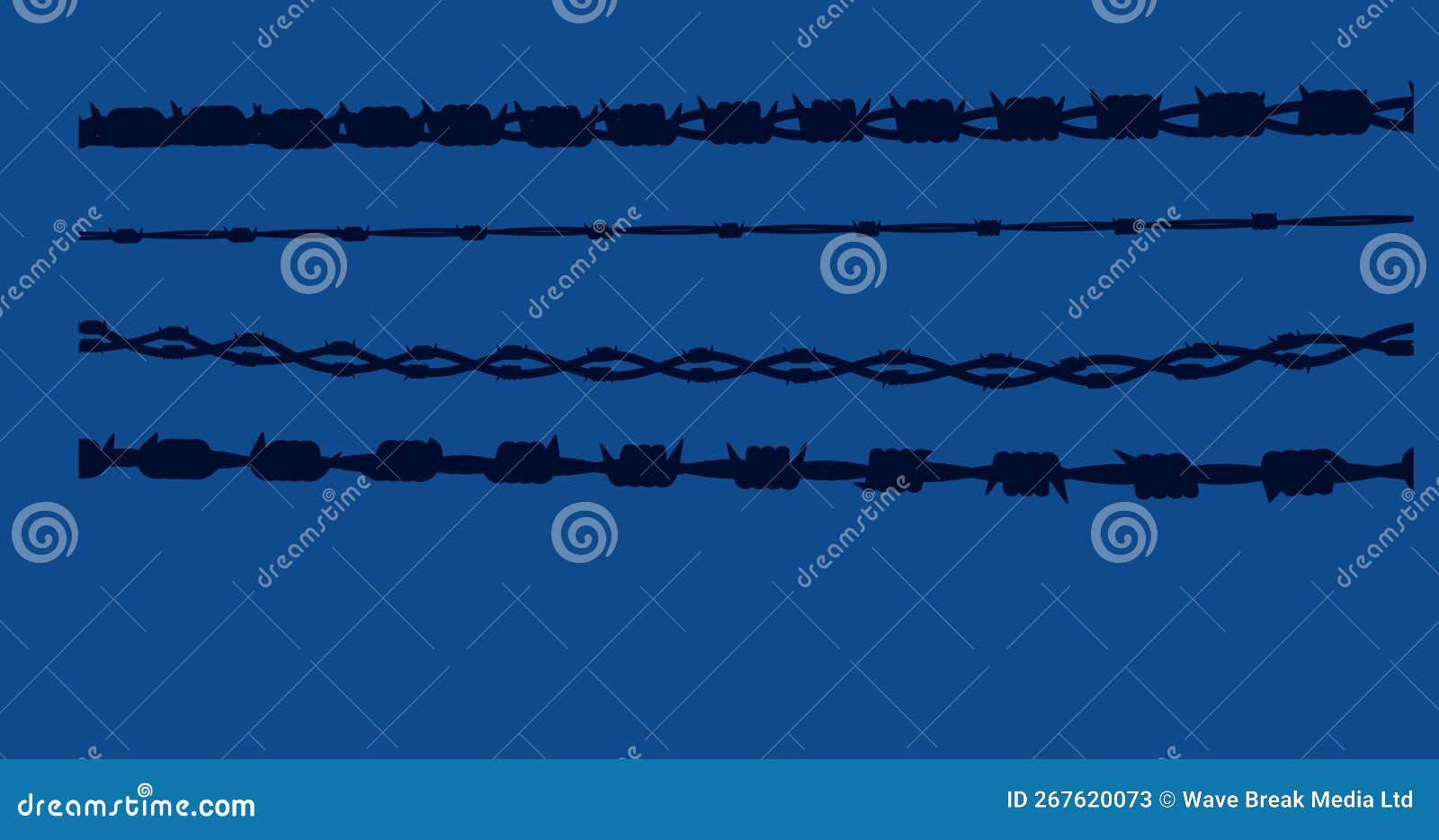 Image of Black Strings of Barbed Wire on Dark Blue Background Stock ...