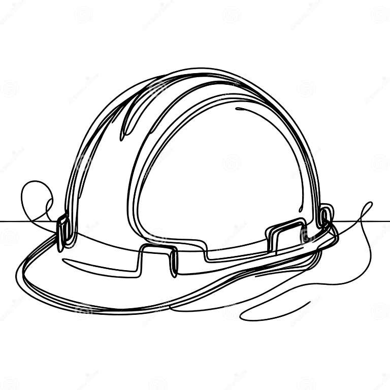 The Image is a Black and White Drawing of a Hard Hat. Stock ...