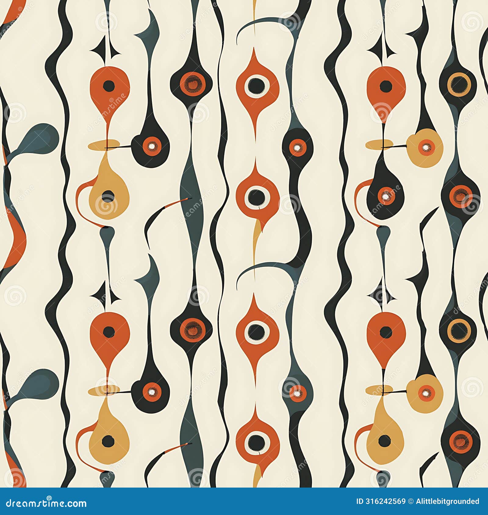 Image - Black, White and Orange MCM Repeating Pattern Tile Background ...