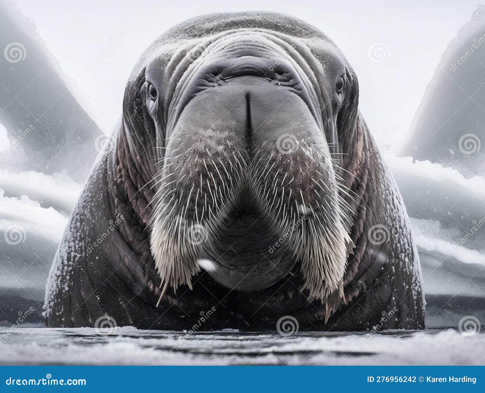 Black and White Portrait of a Walrus in Water Stock Photo - Image of ...