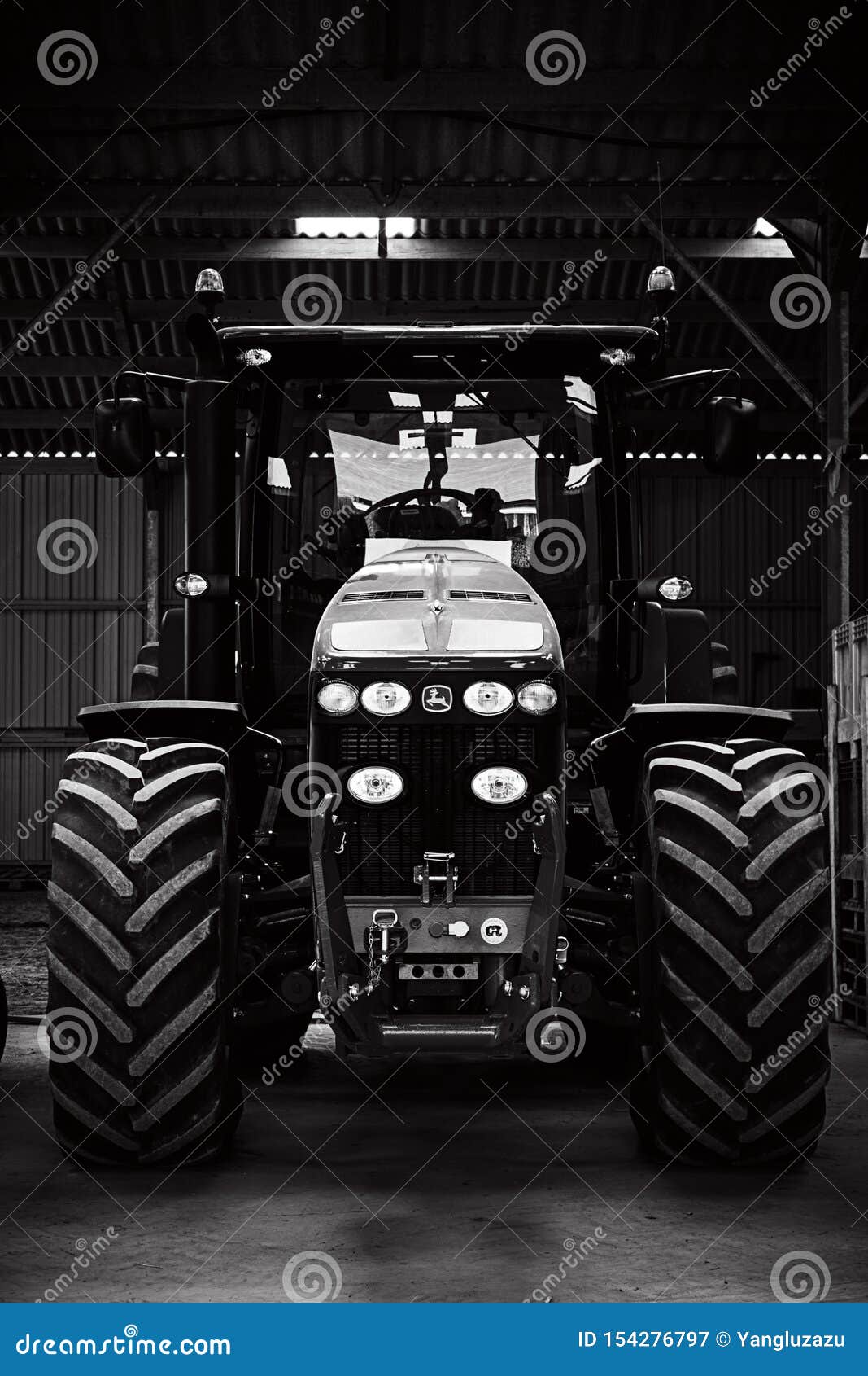Image Black and White of a Tractor Stock Image - Image of afternoon ...