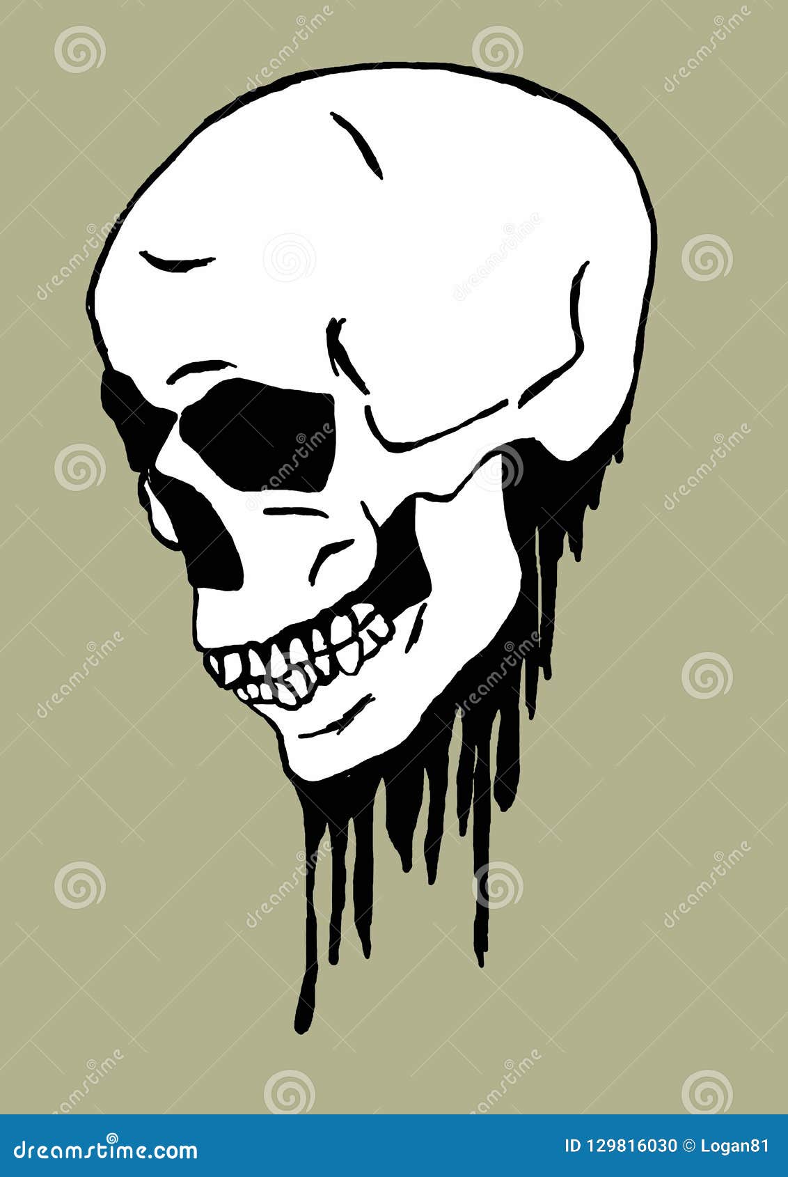 Bleeding skull head stock illustration. Illustration of blood - 129816030