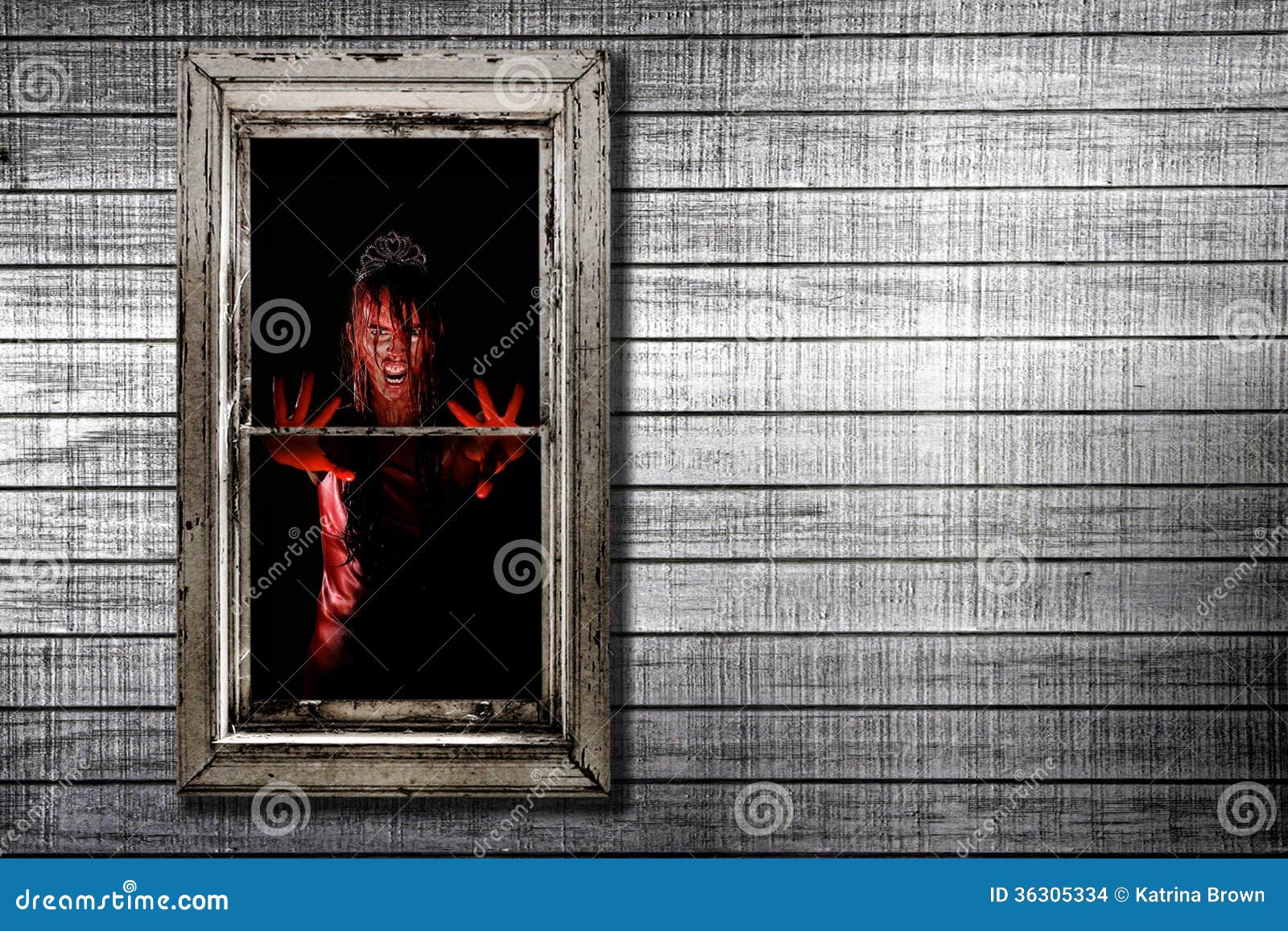Image of Bleeding Woman in Window Stock Photo - Image of dress, blood ...