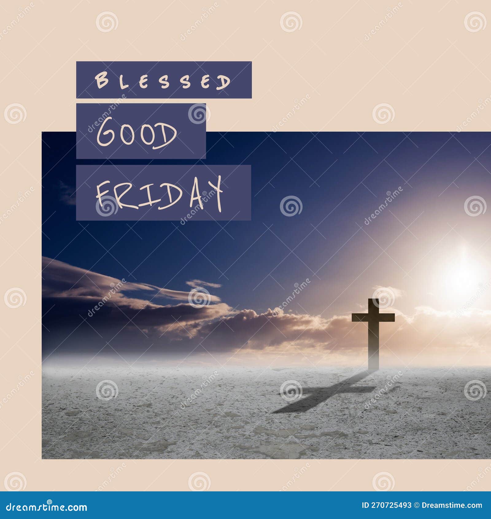 Image of Blessed Good Friday Text Over Clouds and Cross Stock Image ...