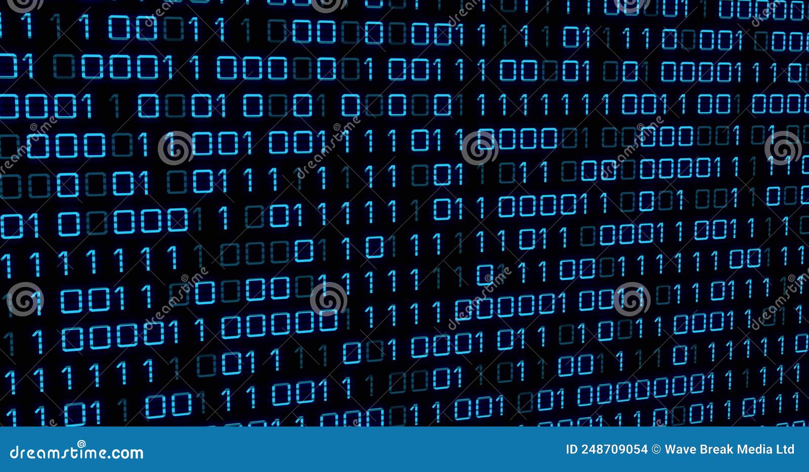 Image of Blue Binary Code Changing on Black Background Stock ...