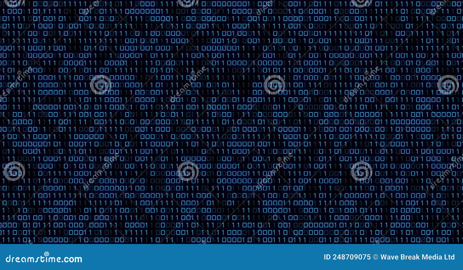 Image of Blue Binary Code Changing on Black Background Stock ...