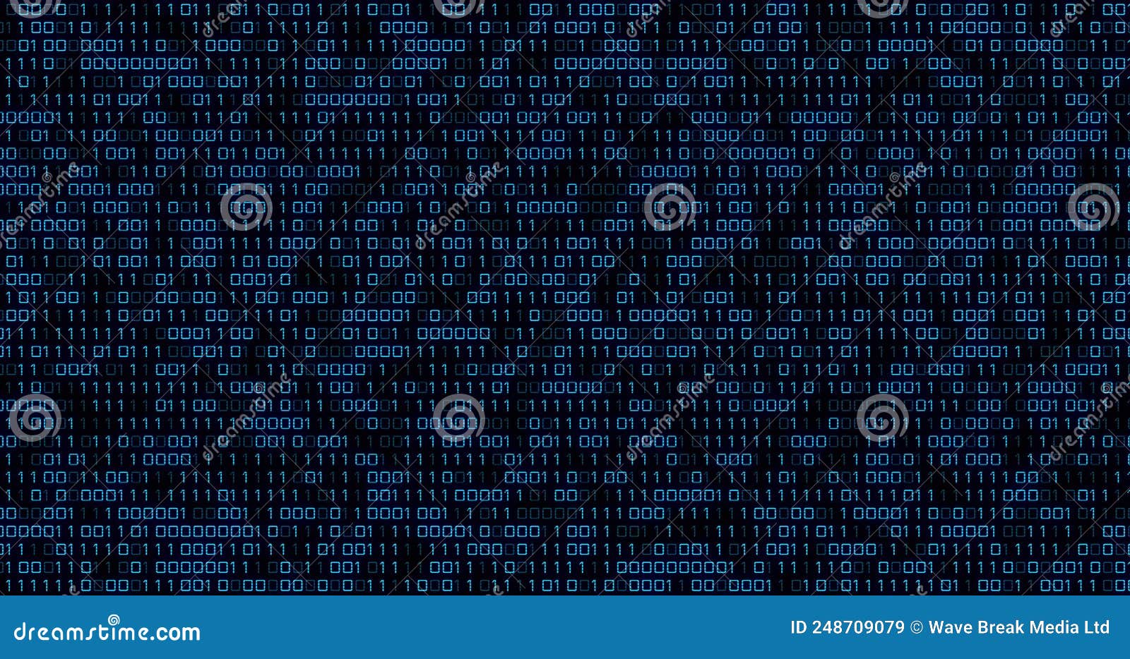 Image of Blue Binary Code Changing on Black Background Stock ...