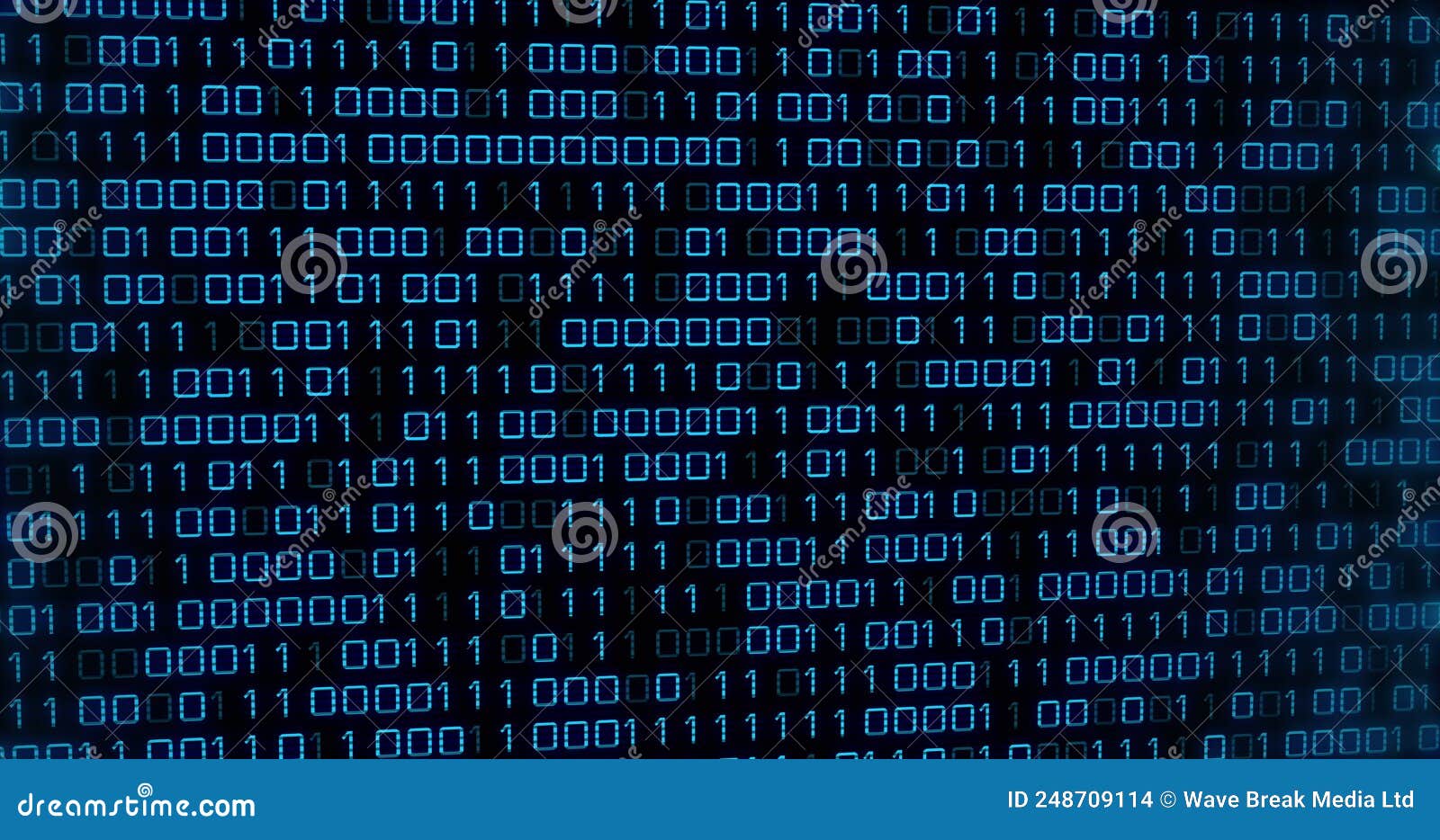 Image of Blue Binary Code Changing on Black Background Stock ...