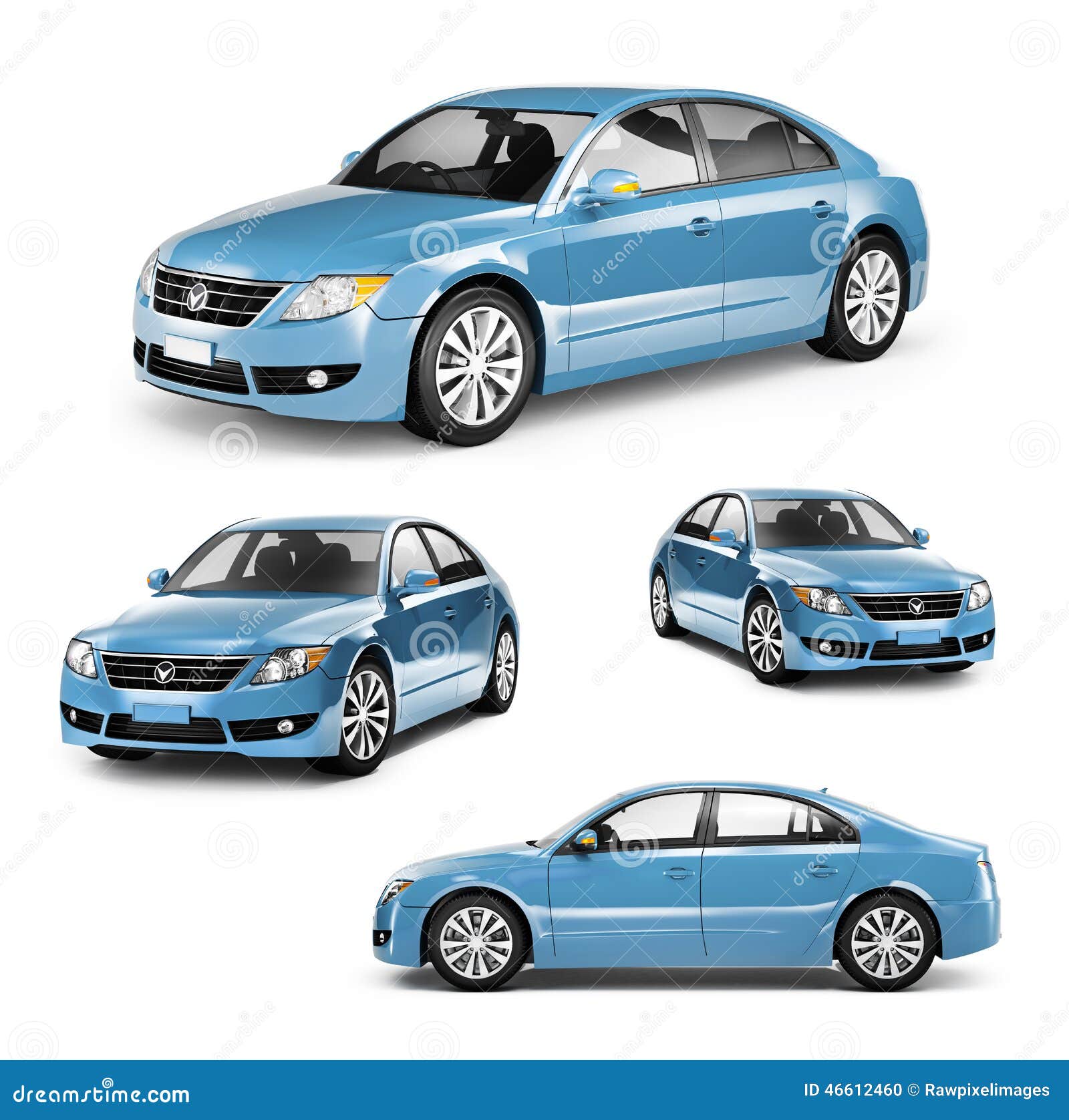 Image of a Blue Car on Different Positions Stock Illustration ...