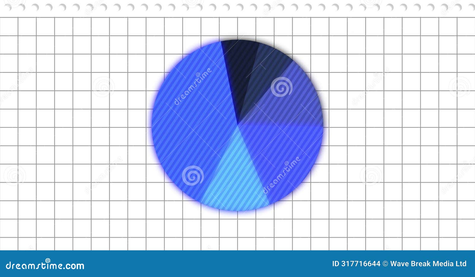 Image of Blue Color Rotating Pie Chart Over Grid Pattern Against White ...