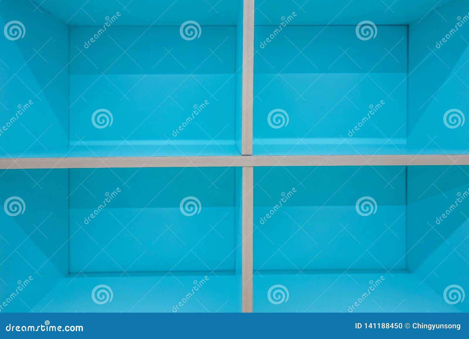 The Image Blue Color Wooden Wall and a Shelf. Wooden Elements for ...