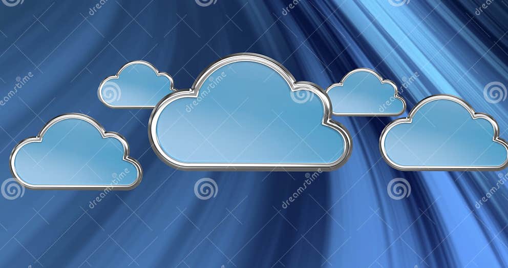Image of Blue Digital Cloud Icons Over Pattern Background Stock ...