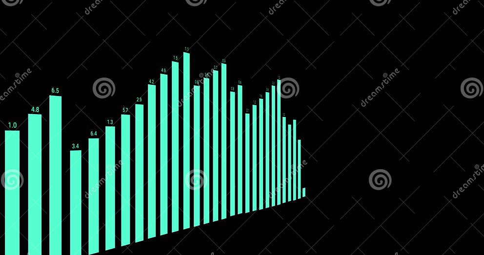 Image of Blue Graph Processing Data on Black Background Stock Image ...