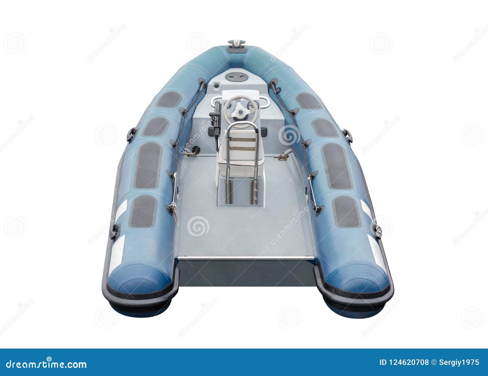 Blue Inflatable Boat Isolated on White Background Stock Photo - Image ...