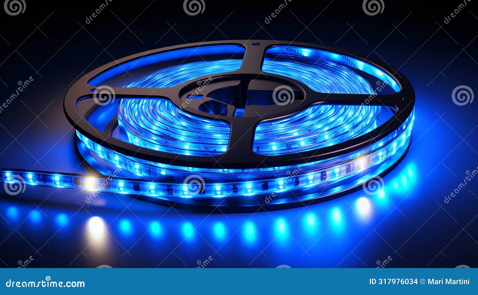 Image of a Blue LED Strip in a Dark Room, the Light Produced is ...