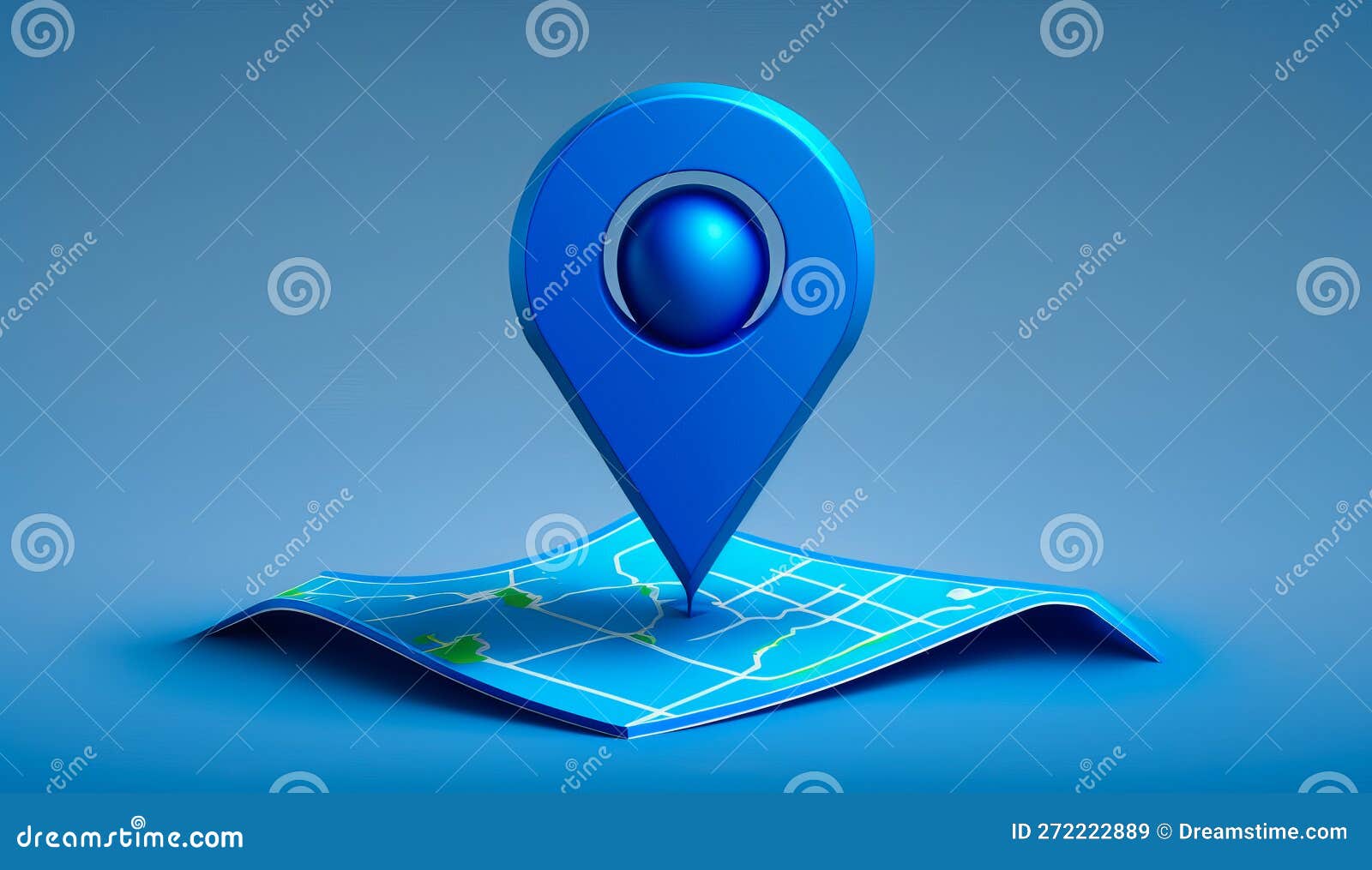 An Image of Blue Map Marker on Blue Background. Generative AI Stock ...