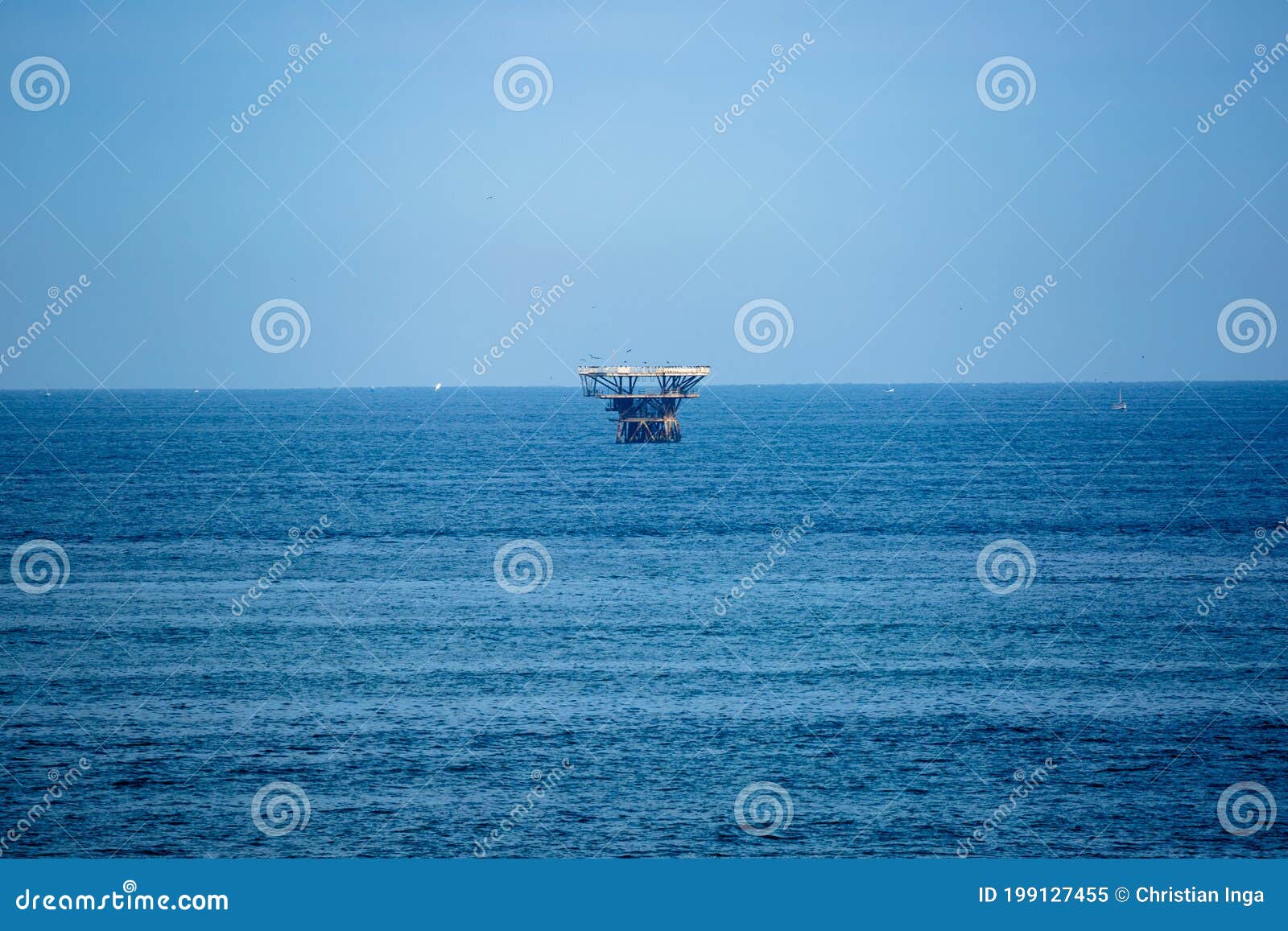Image of Blue Ocean in North of Peru. Platform in Middle of Sea Stock ...