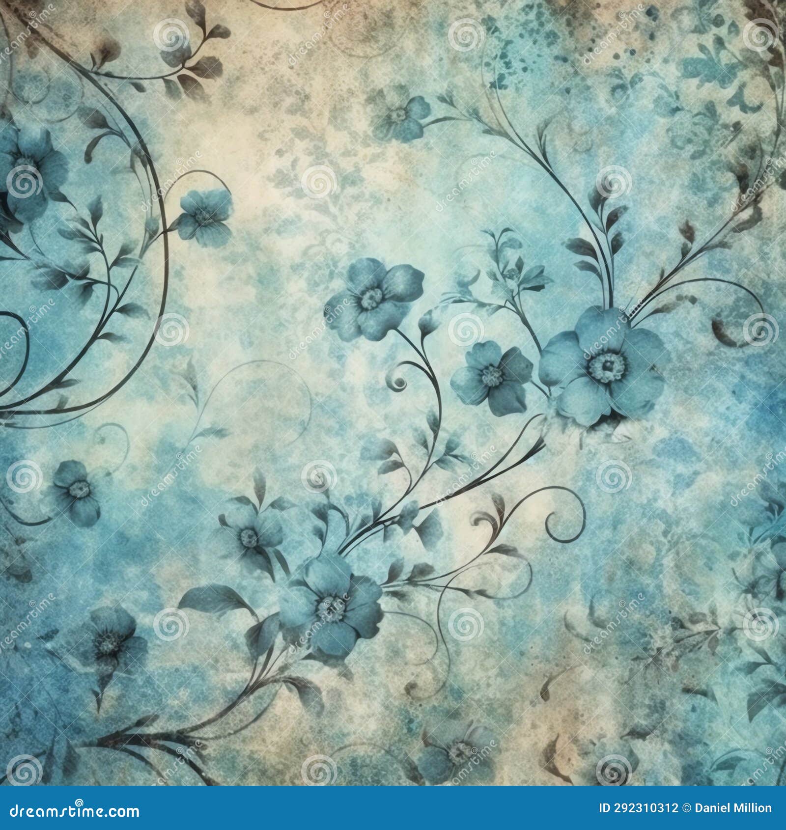 Blue Old Paper, Vintage Digital Paper Stock Illustration - Illustration ...