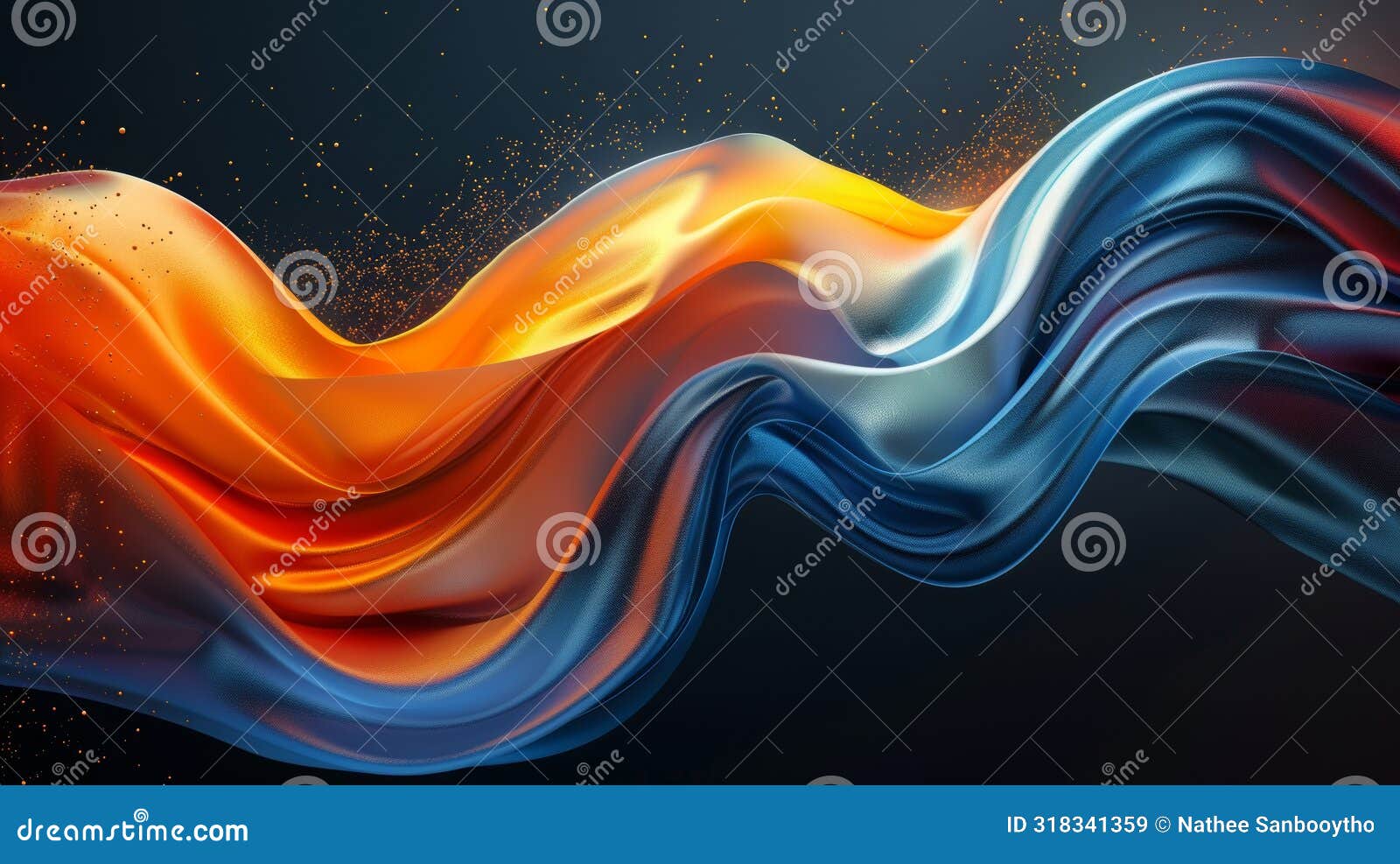 The Image is a Blue and Orange Abstract Wave Stock Illustration ...