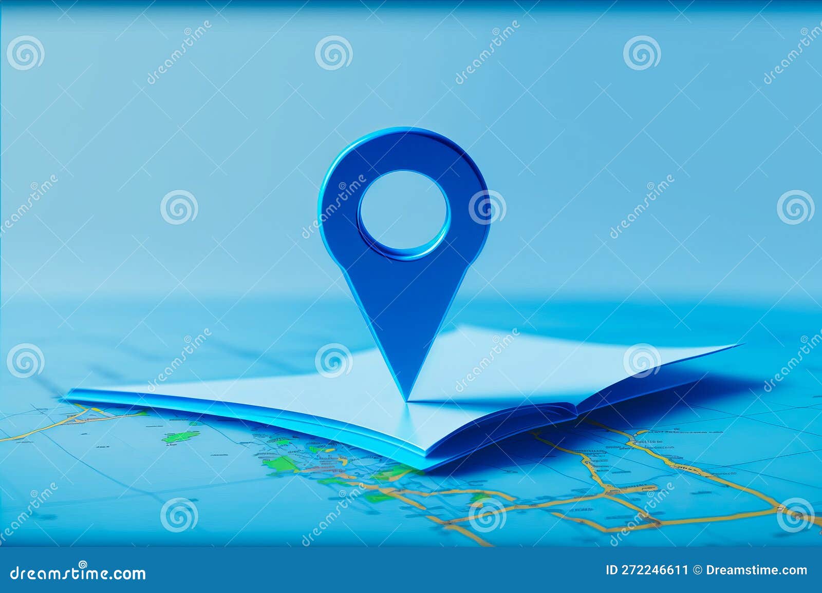 An Image of Blue Pin on Top of Map. Generative AI Stock Illustration ...