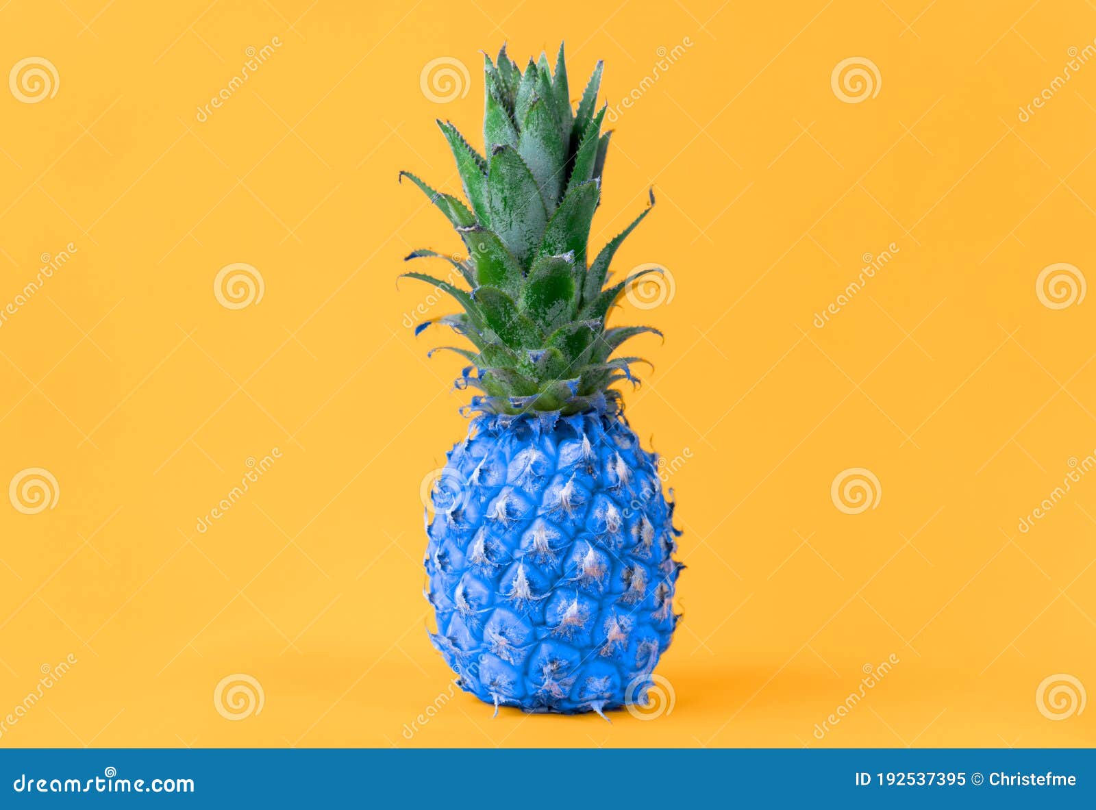 Image of Blue Pineapple on Yellow Background Stock Image - Image of ...