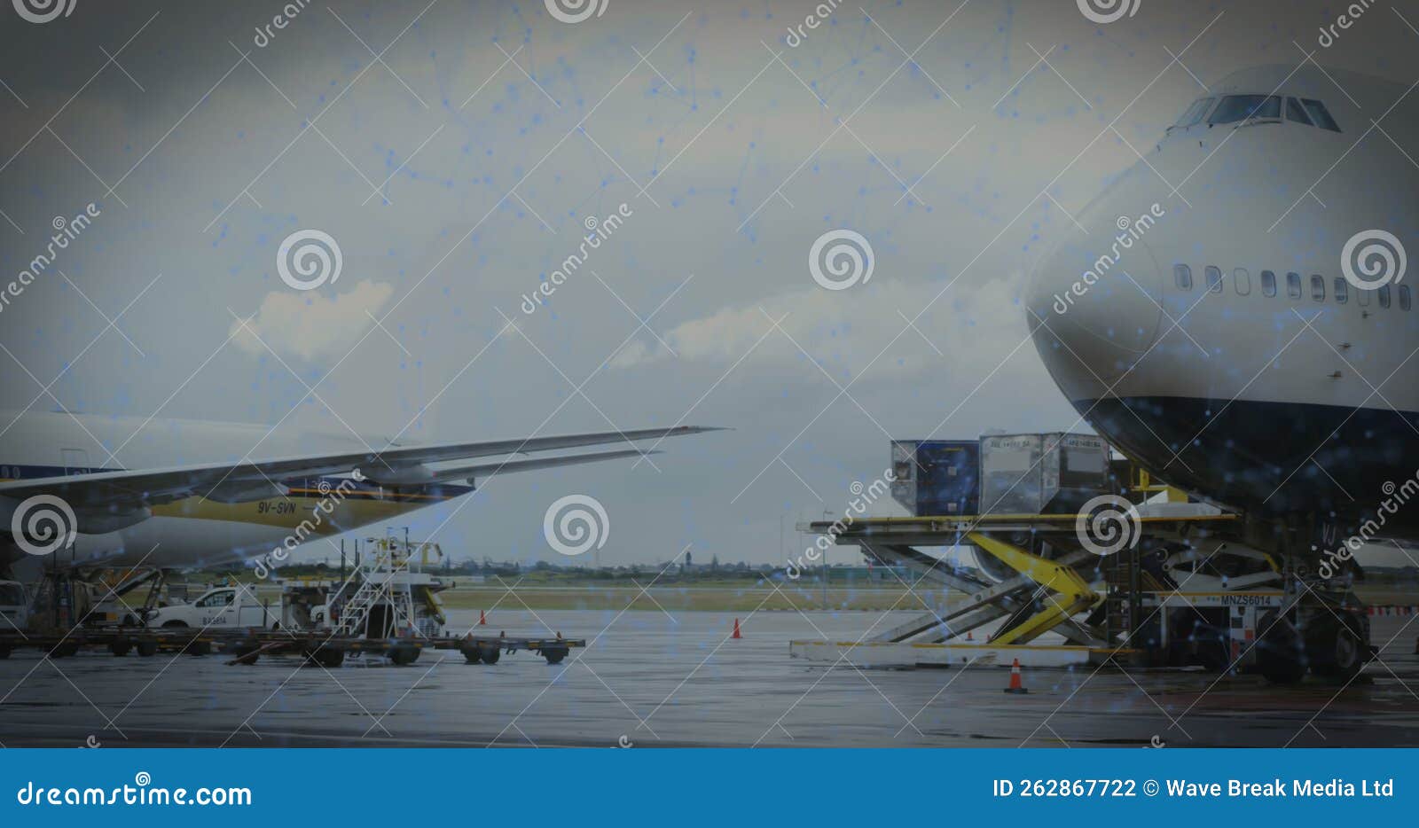 Image of a Blue QR Code Over an Airplane Taking Off Stock Photo - Image ...