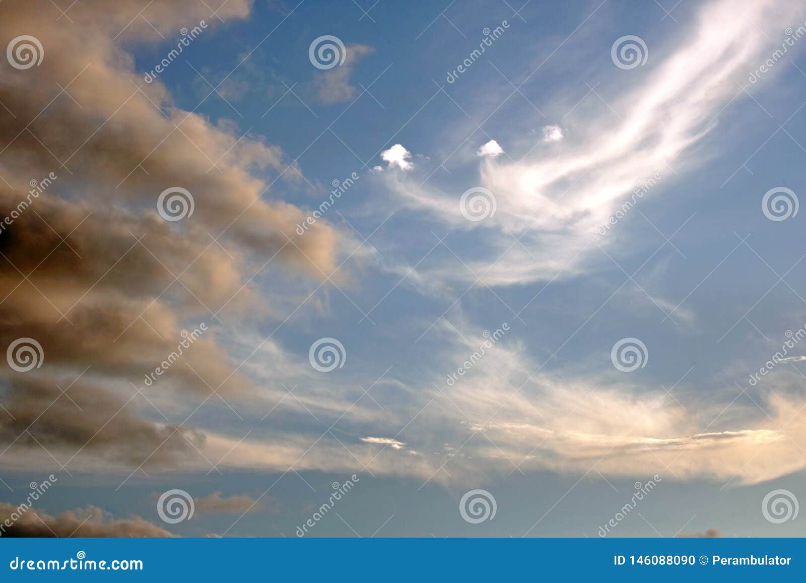 SHARP WHITE CLOUD SMUDGES in a HAZY SKY Stock Photo - Image of sweeping ...