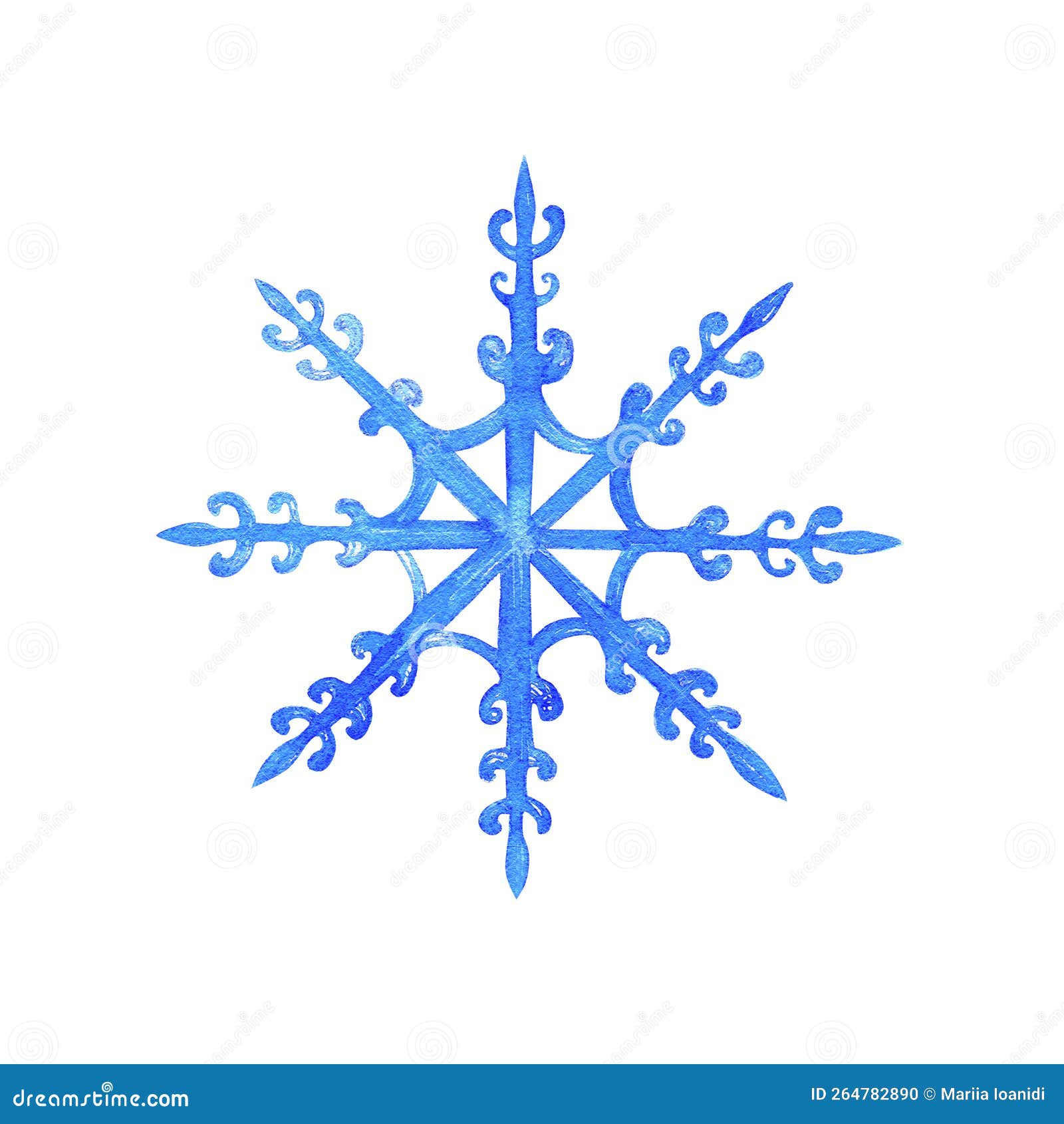 Image of a Blue Snowflake on a White Background Hand-painted ...