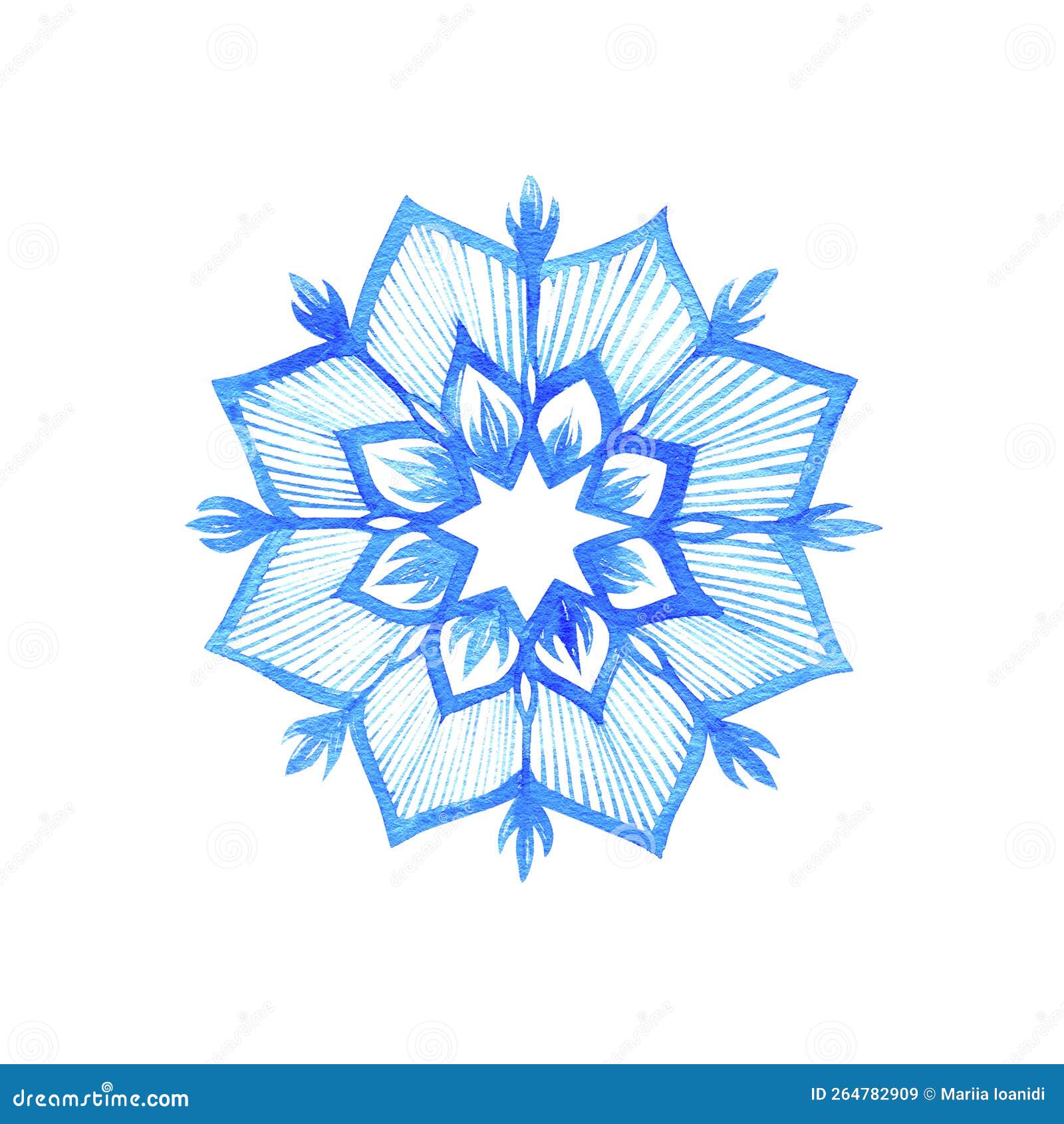 Image of a Blue Snowflake on a White Background Hand-painted ...