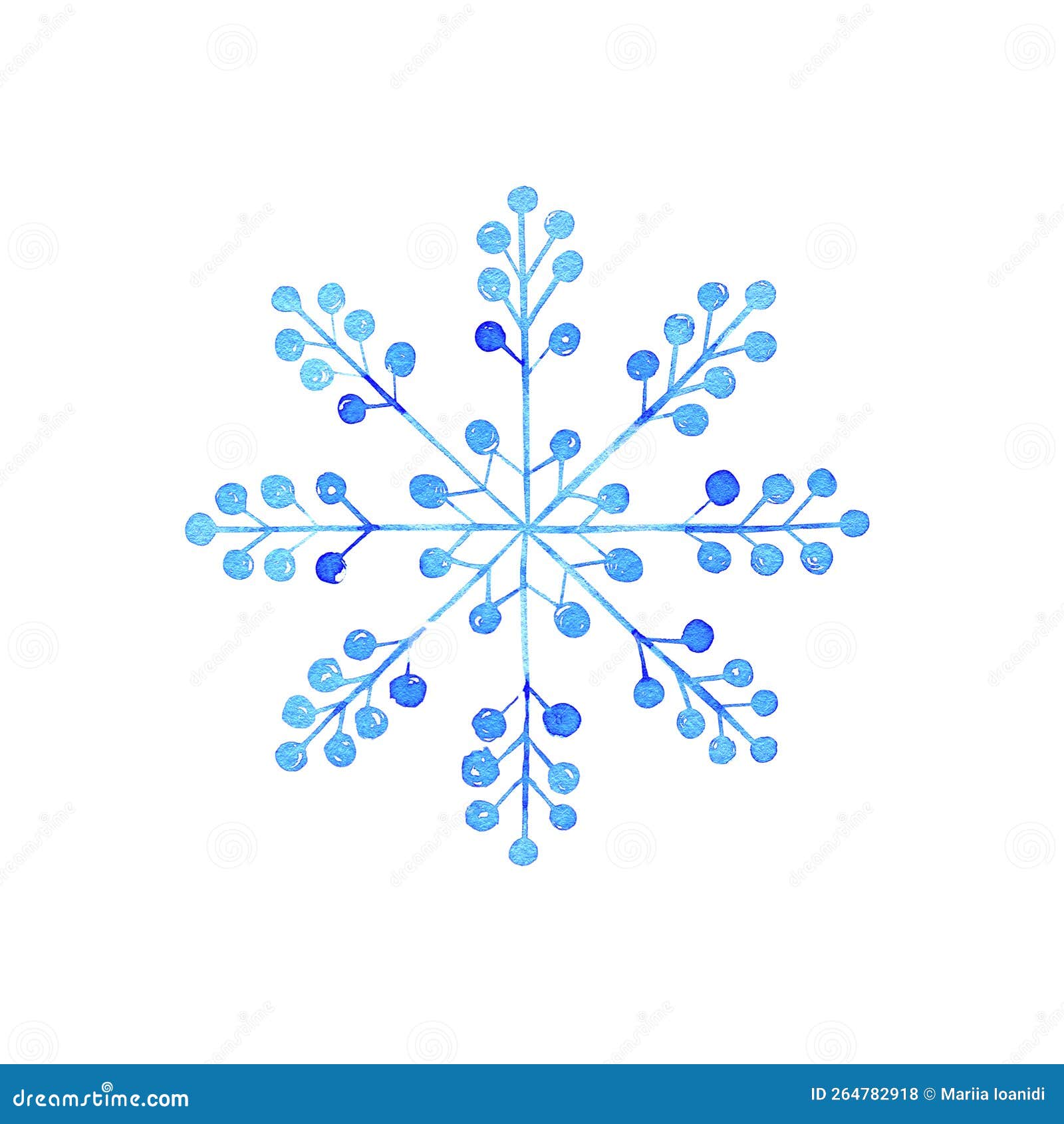 Image of a Blue Snowflake on a White Background Hand-painted ...