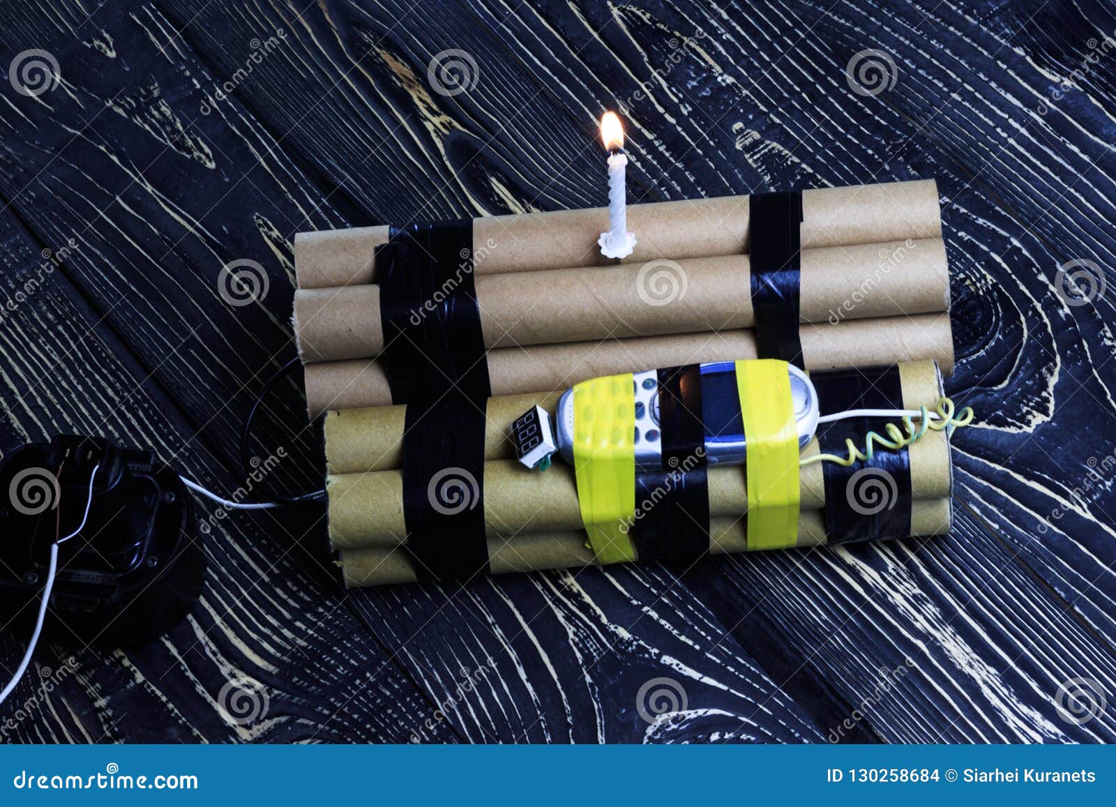 Image Of A Bomb On A Dark Background. Timer, Mobile Phone Retro. The ...