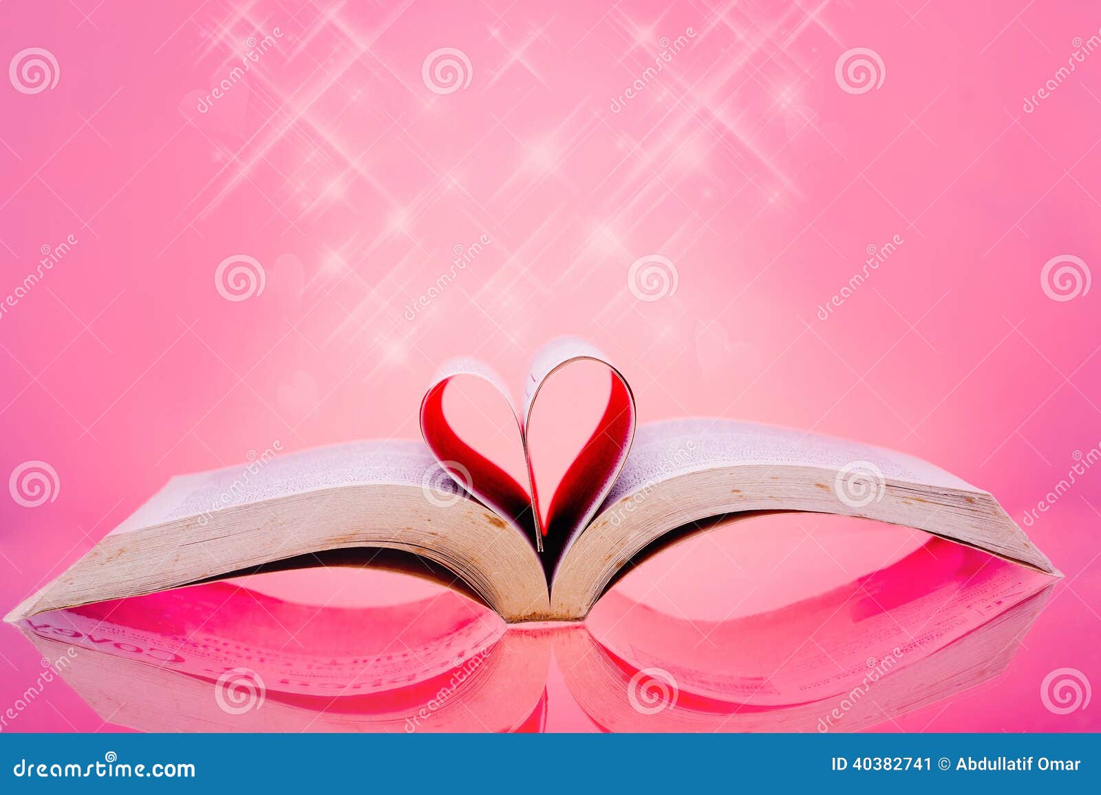 Image of Book Pages into a Heart Shape of Pink Background Stock Image ...