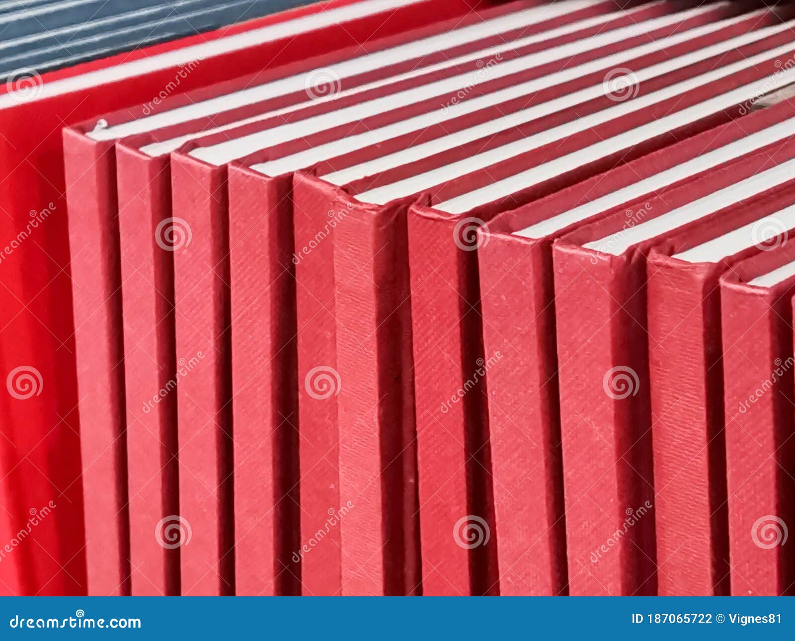 Arranged red cover books stock photo. Image of teach - 187065722